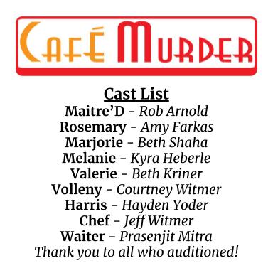 Cafe Murder Cast List | State College Community Theatre